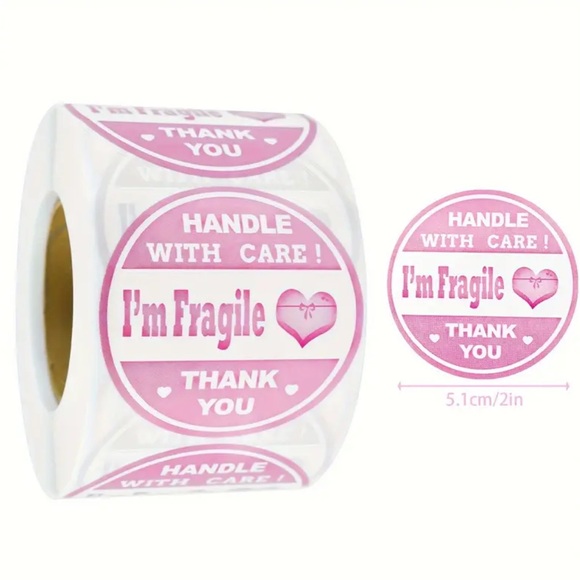 Office | Set Of 10 Pink Fragile Handle With Care 2 Stickers | Poshmark